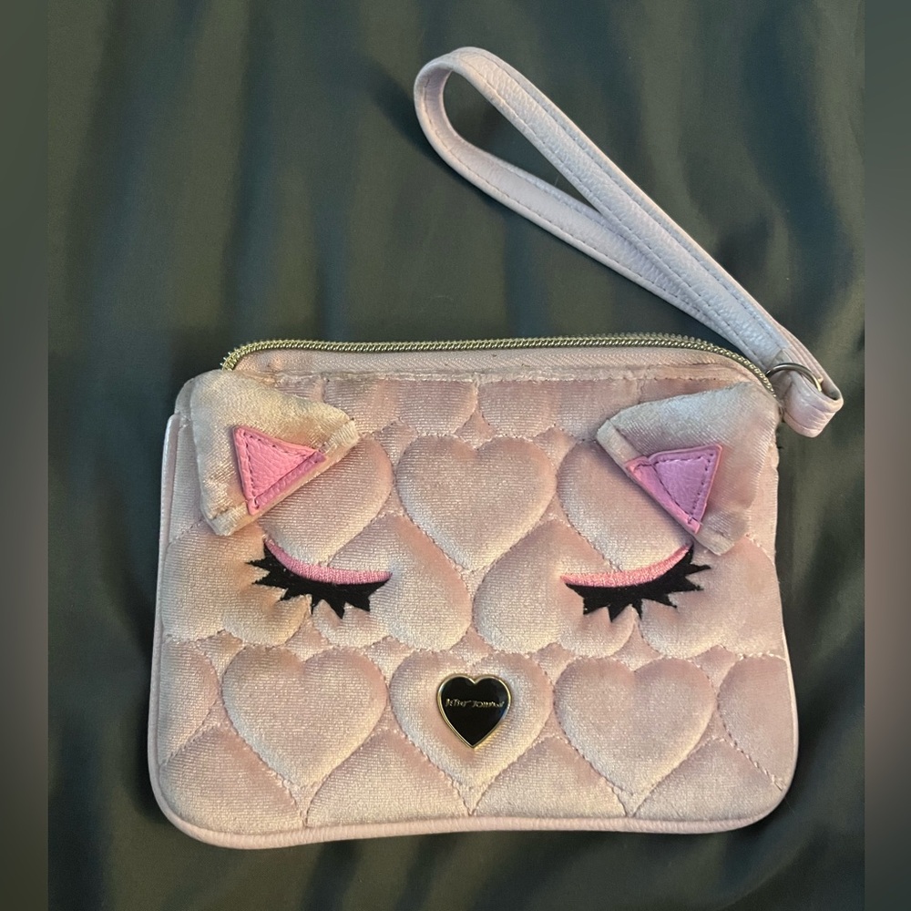 Betsey Johnson Baby Pink Velour Quilted Kitty Cat Wri… - Gem